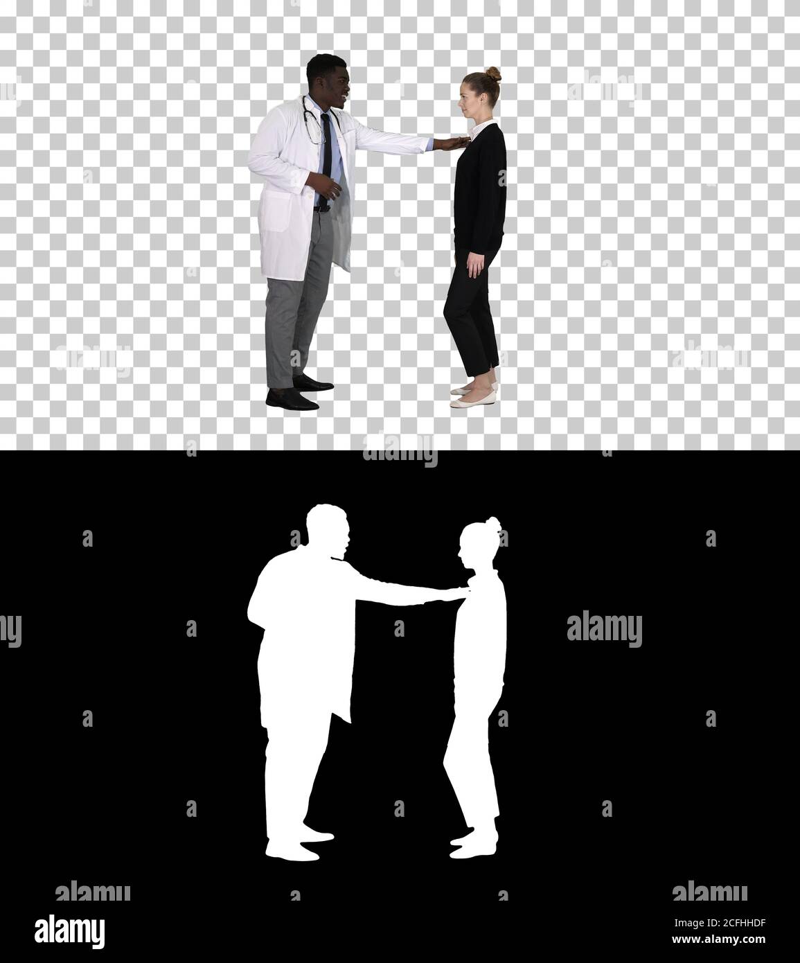 Doctor telling good news and patient leaves, Alpha Channel Stock Photo ...