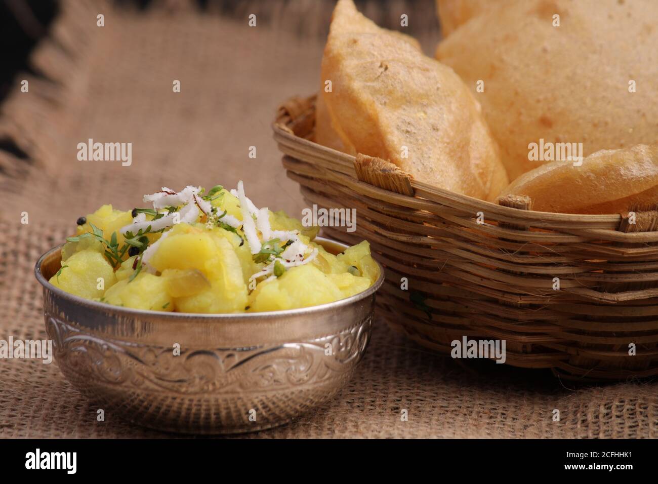 Puri/Bhaji and kheer - Indian semi dry Potato Spicy recipe also known ...