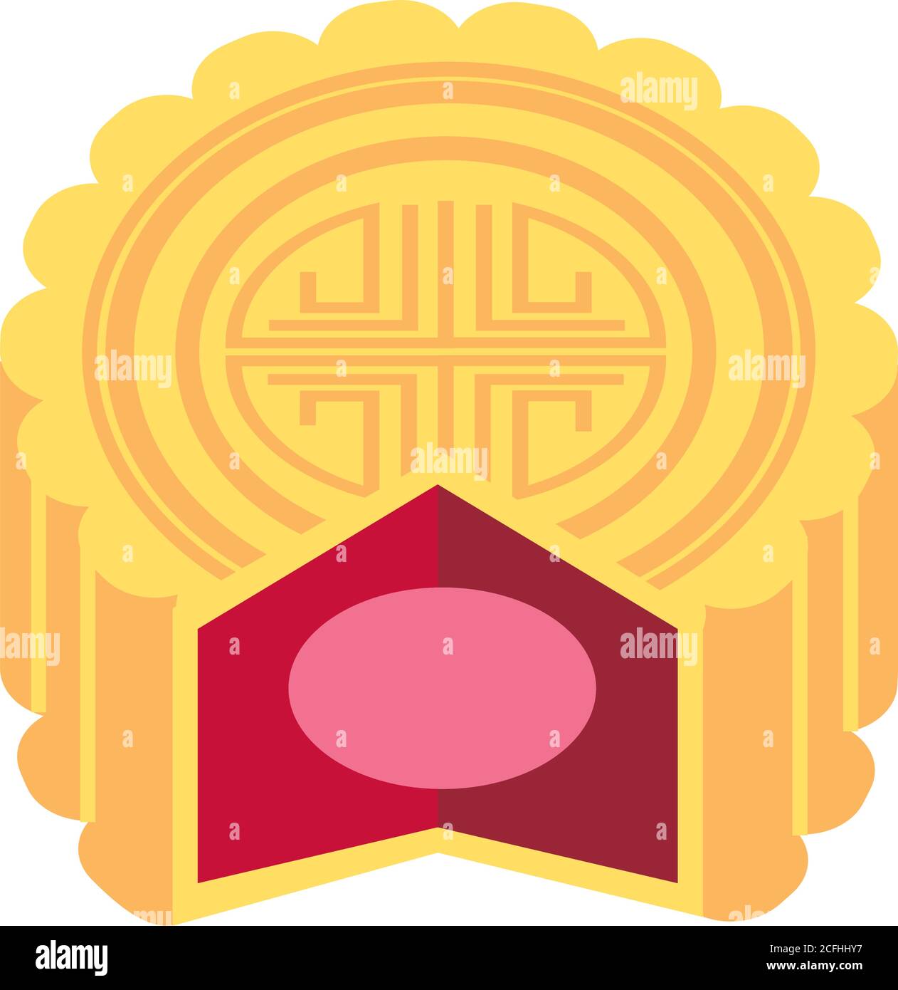 mid autumn cake sweet cut flat style icon vector illustration design ...