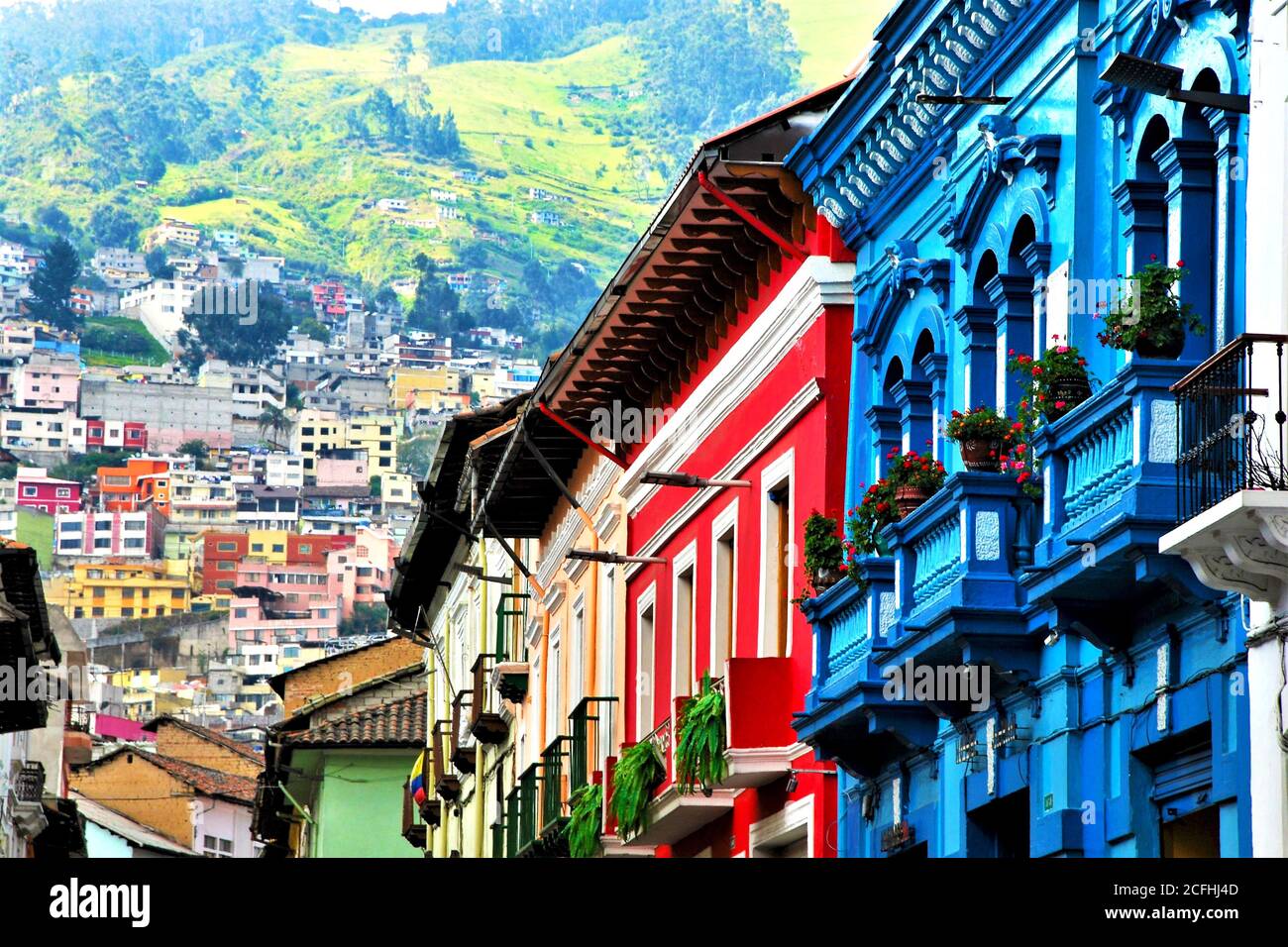Colorful exteriors in Quito, Ecuador Stock Photo - Alamy