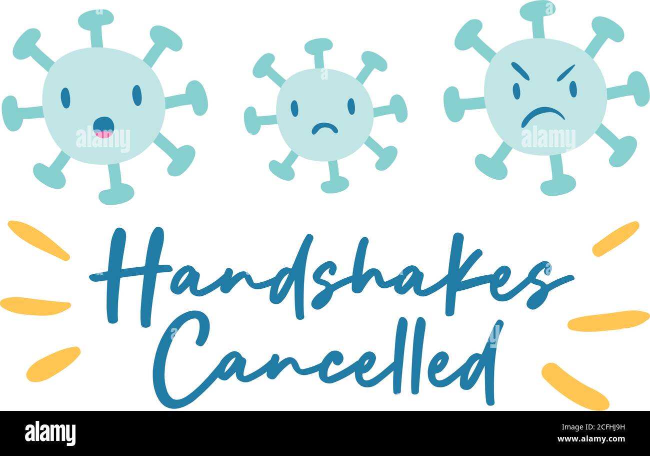 handshakes cancelled campaing lettering with particles flat style ...