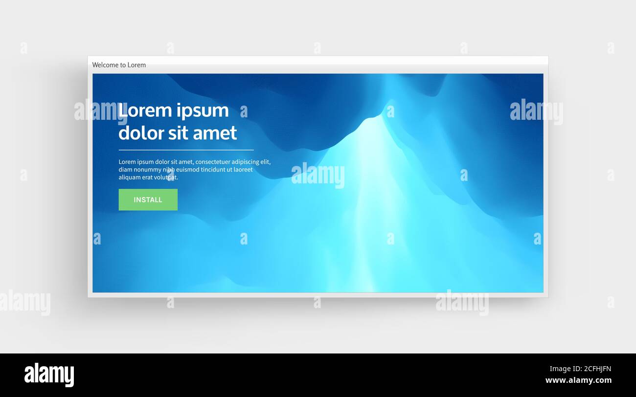 Website or mobile app landing page. Sky with clouds. Sun rays bursting ...