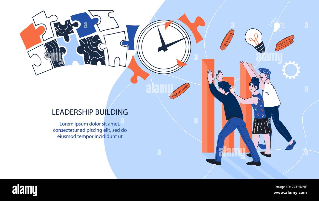 Leadership building and project management web banner template vector ...