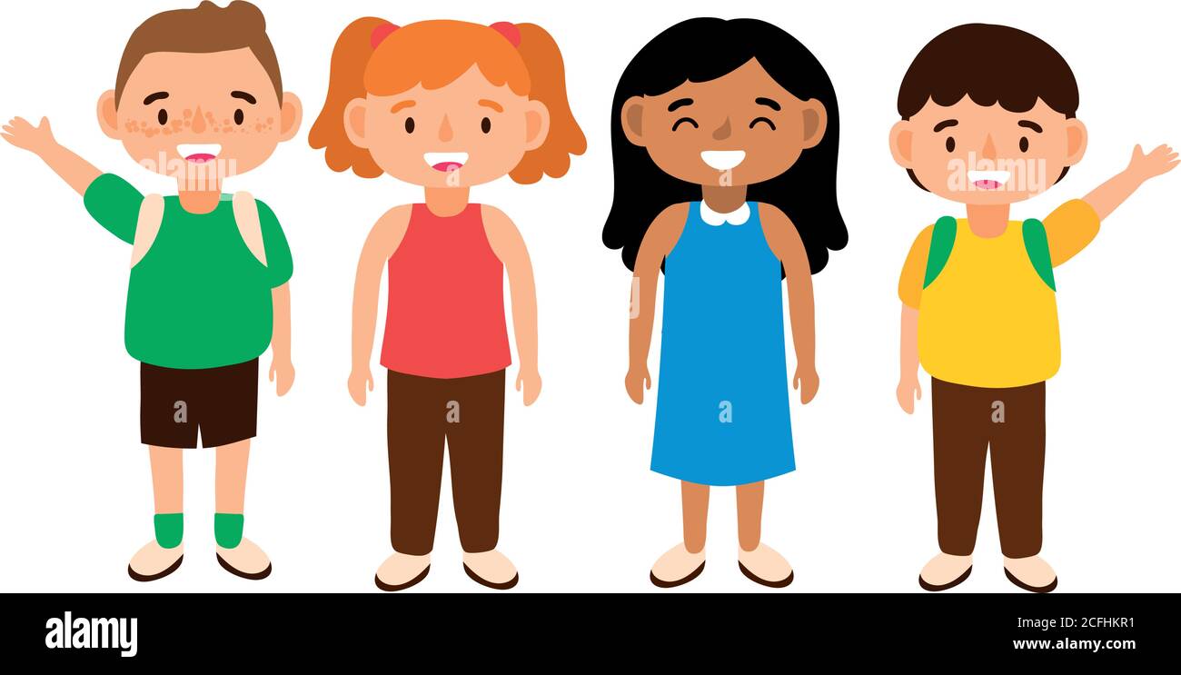 little students kids avatars characters vector illustration design ...