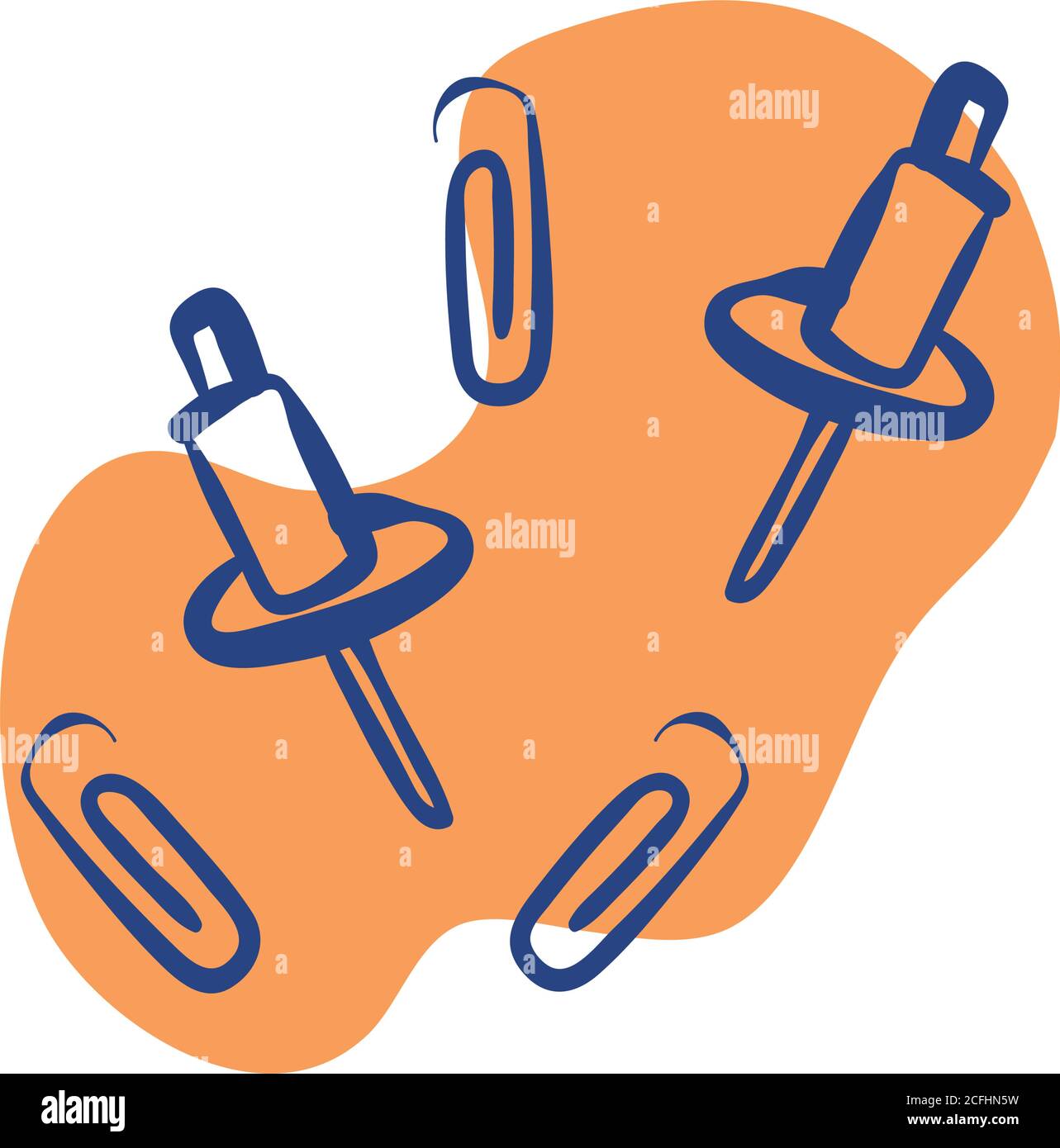 atach paper pins and clips line style icon vector illustration design ...