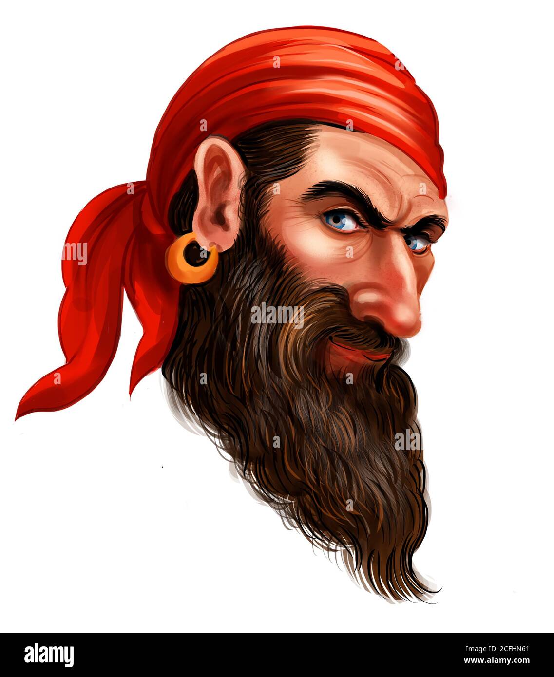 Bearded pirate character. Digital illustration Stock Photo - Alamy