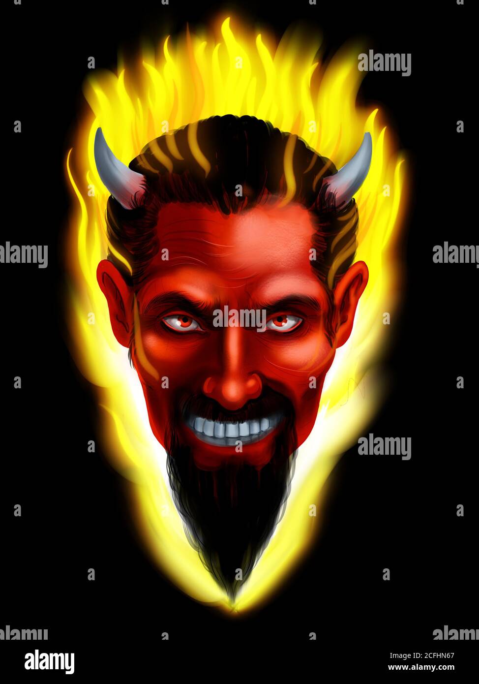 Satan head in fire. Digital illustration Stock Photo - Alamy