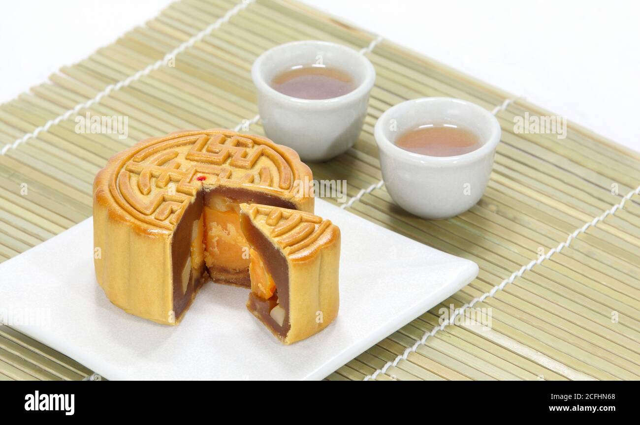 Tasty round moon cake hi-res stock photography and images - Alamy