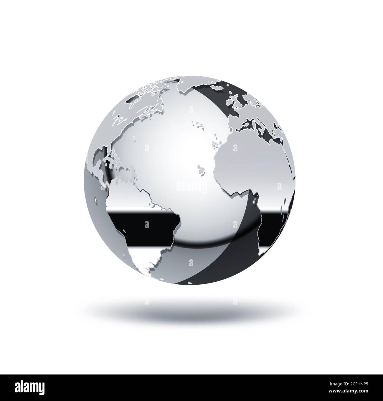 3d world map chrome hi-res stock photography and images - Alamy