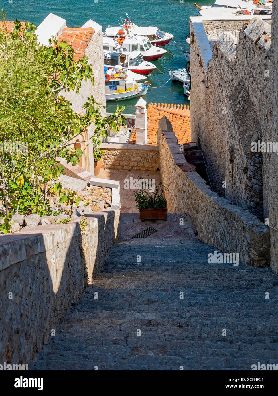 Stairway With a View #2, Hydra island Greece. Walls and steps are made ...