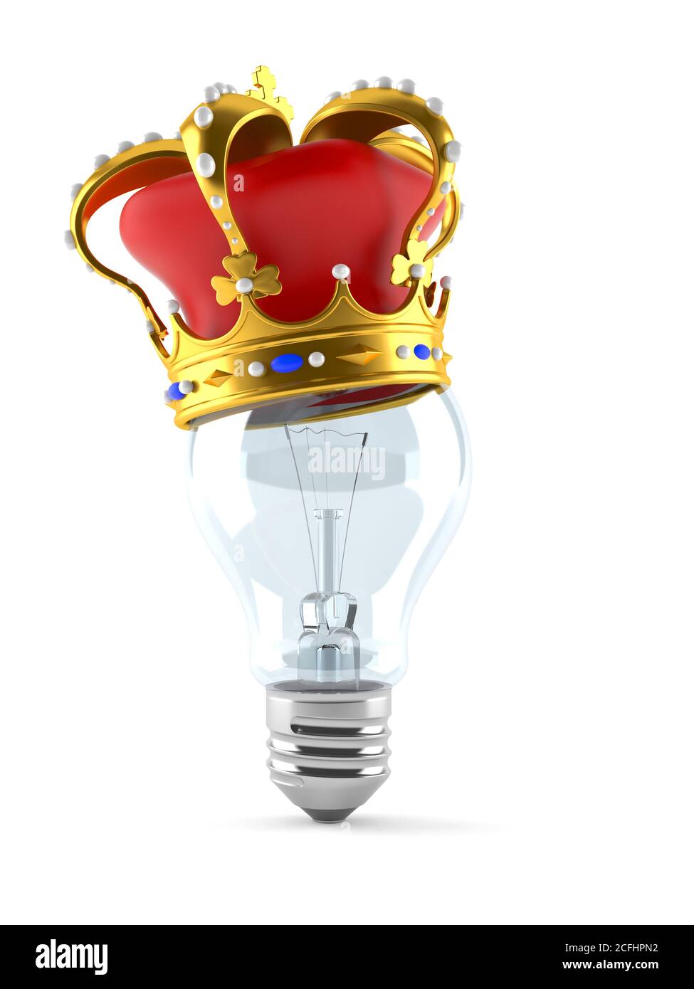 Light bulb with crown isolated on white background Stock Photo - Alamy