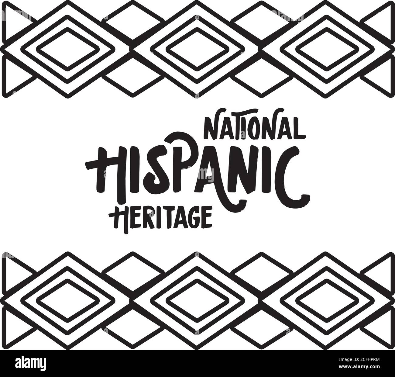 national hispanic heritage lettering in ethnic frame line style icon ...