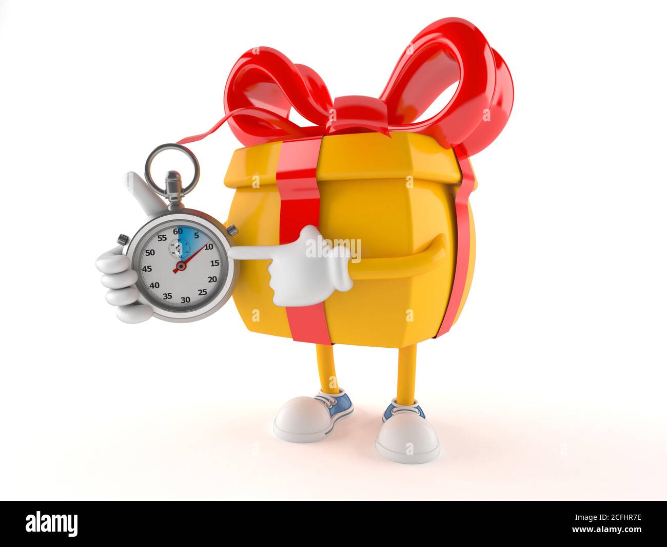 Gift character with stopwatch isolated on white background Stock Photo ...