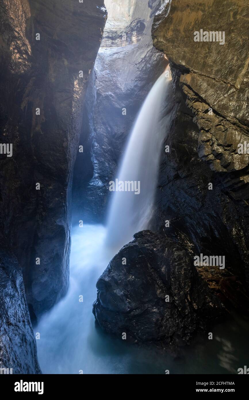 View of the Trümmelbach waterfalls. Lauterbrunnen,Bernese Oberland ...