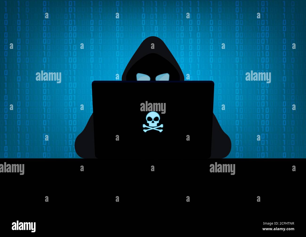 Blue Hacker Attack Background Skull Stock Vector Images Alamy