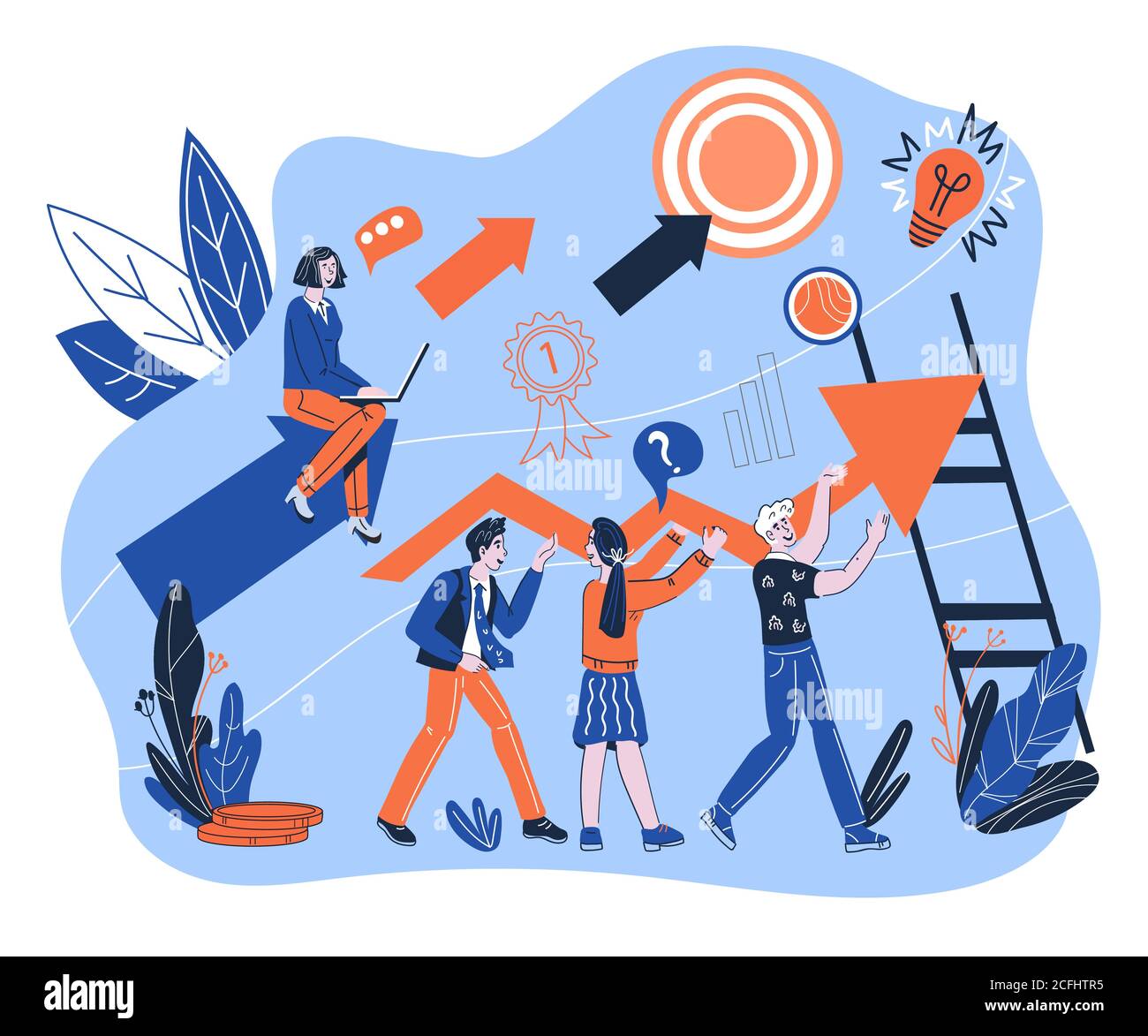 Personal growth and career development concept with business people and ...