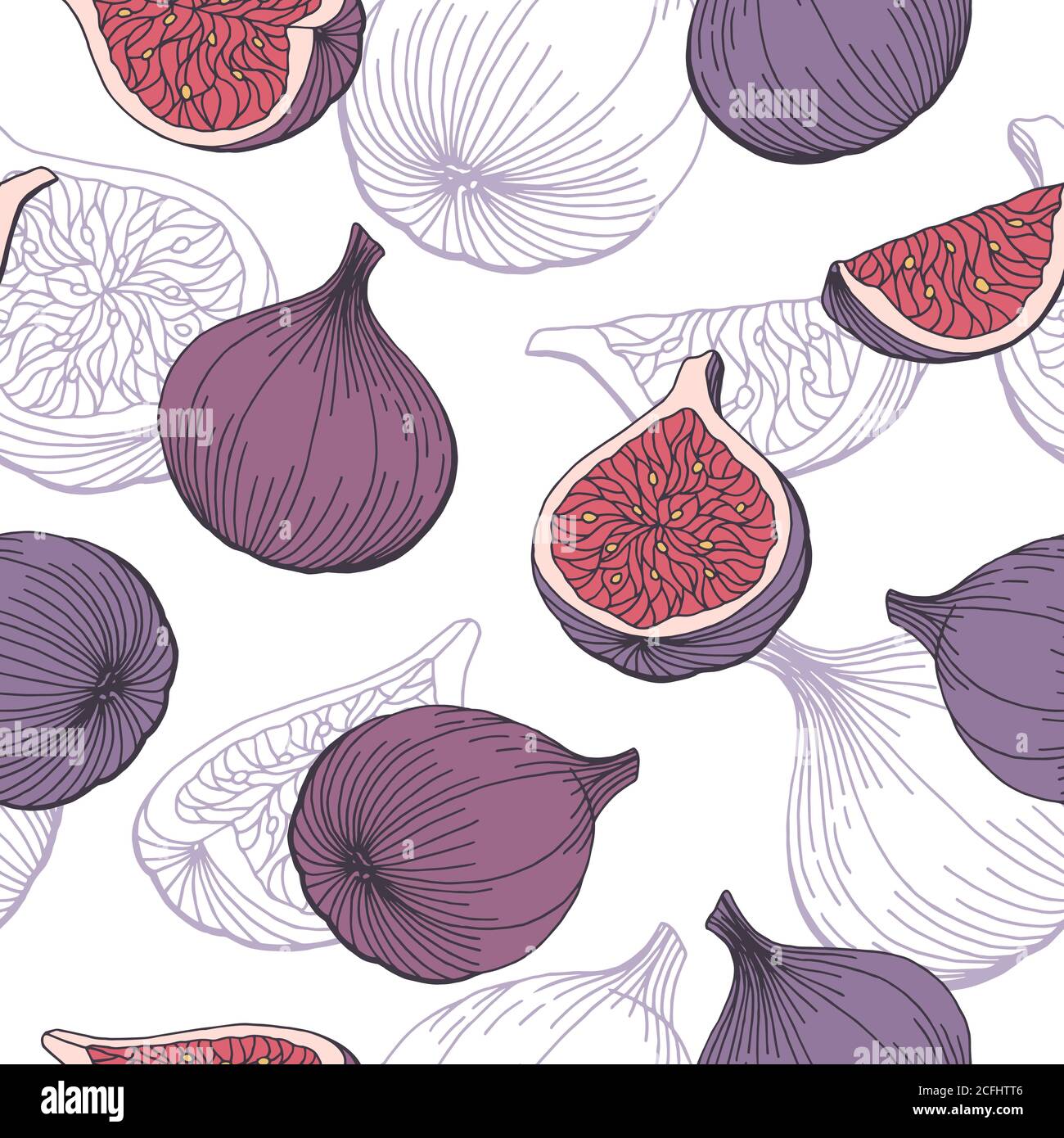 Fig fruit graphic color seamless pattern sketch illustration vector ...