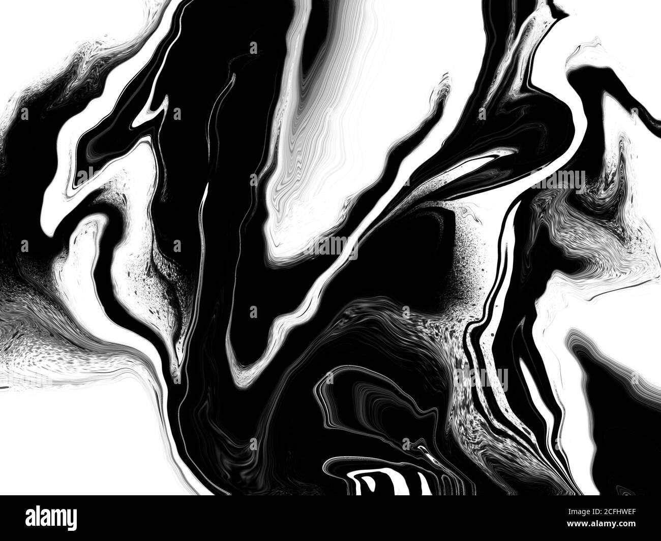 Abstract black and white marble-like ink drawing background. High ...