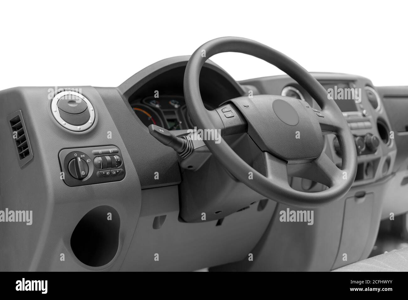 Greyscale shot of the dashboard of modern car Stock Photo - Alamy