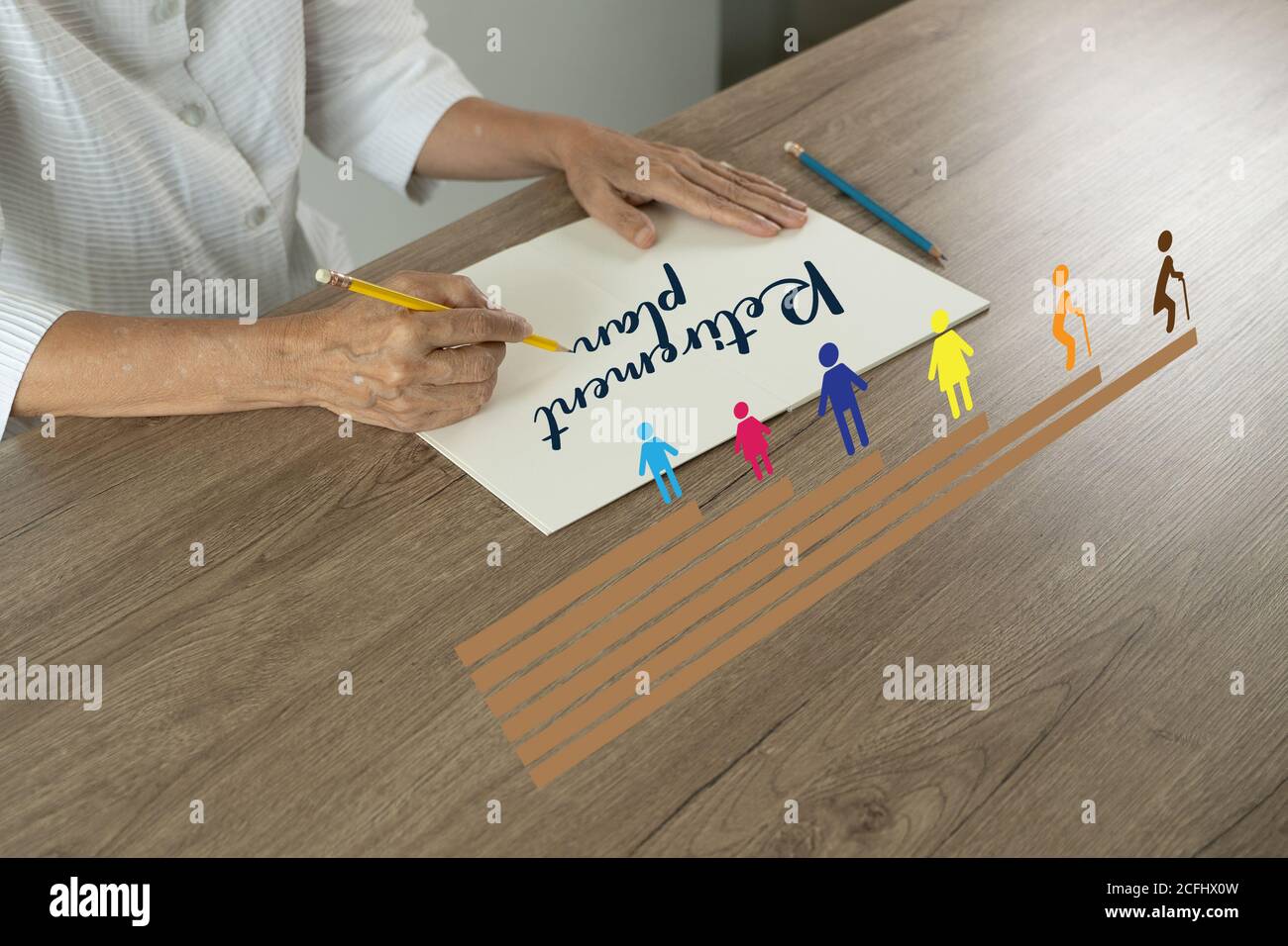 work and retire inscription with arrows Retirement time to retire ...