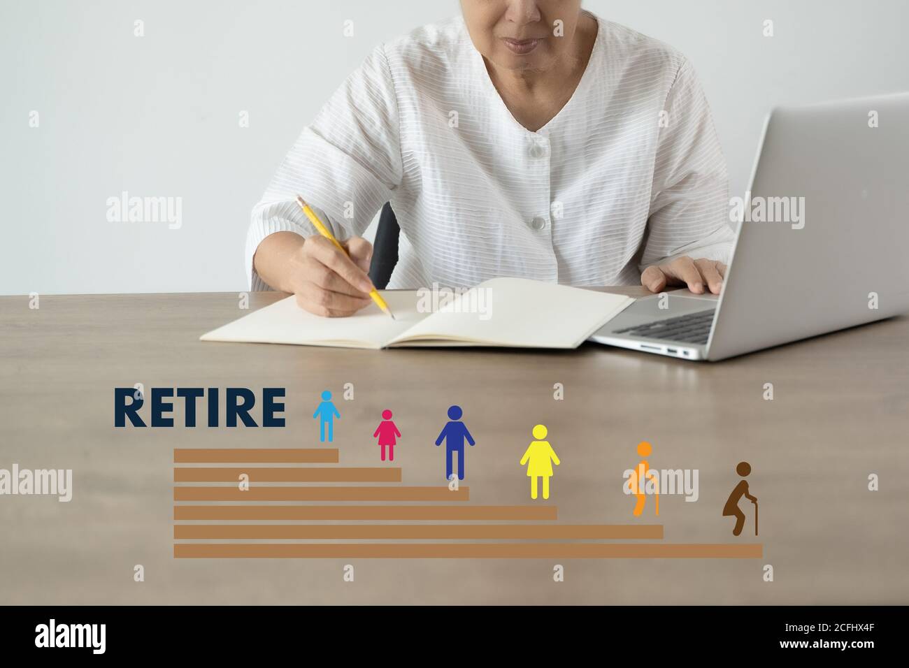 work and retire inscription with arrows Retirement time to retire ...