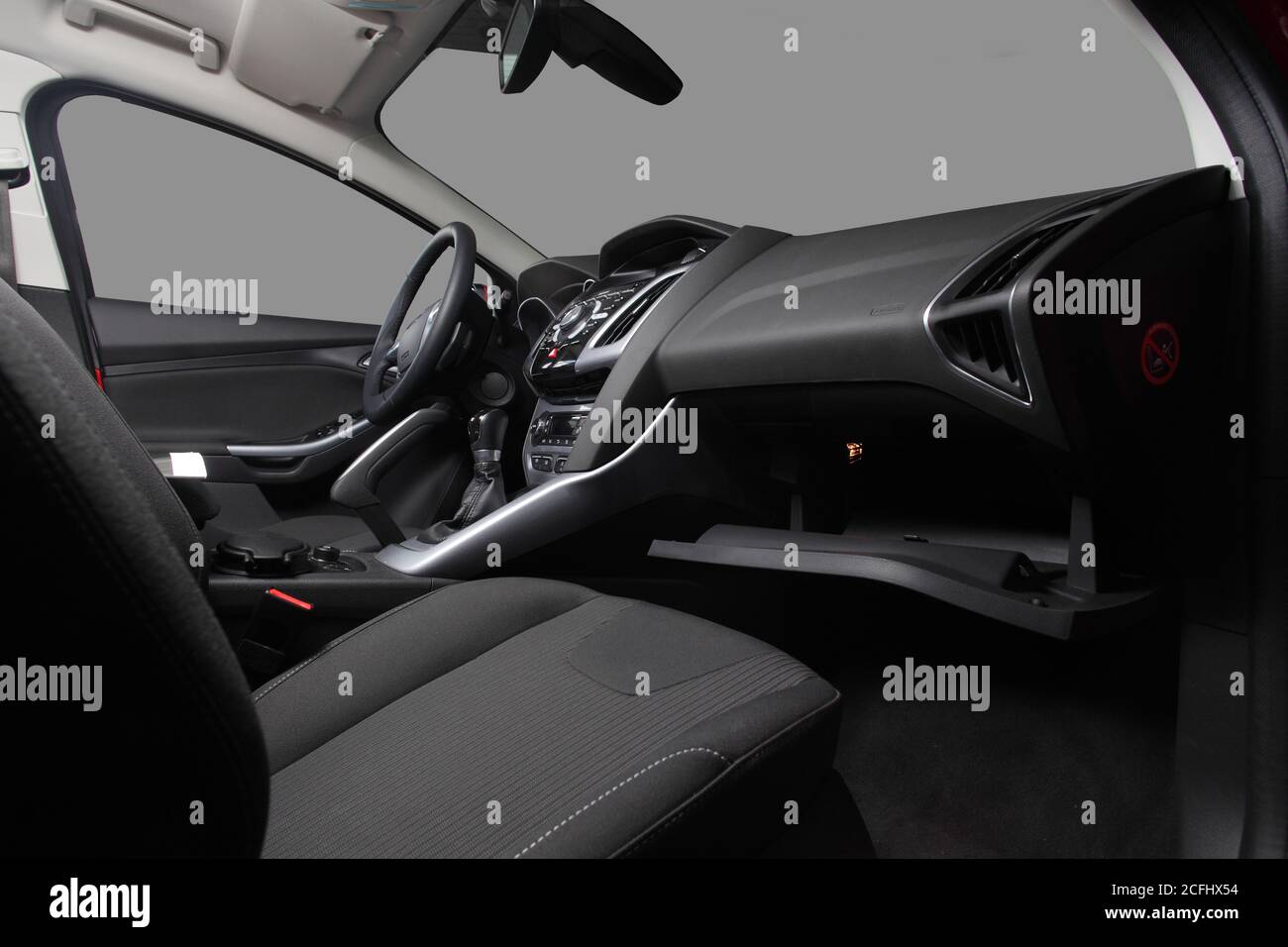 Interior of a modern car in grey colors Stock Photo - Alamy