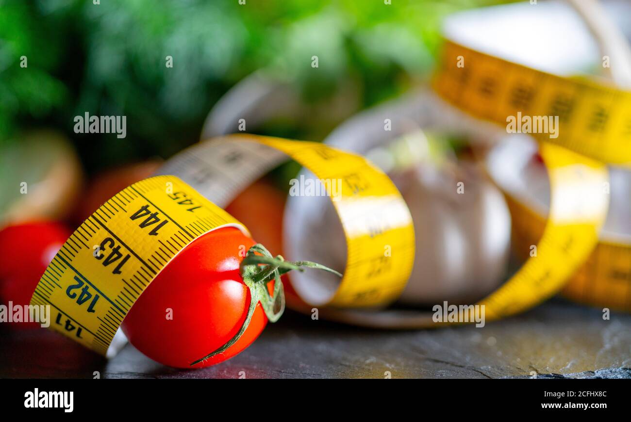 Measuring tape for measuring the circumference on vegetables Stock ...