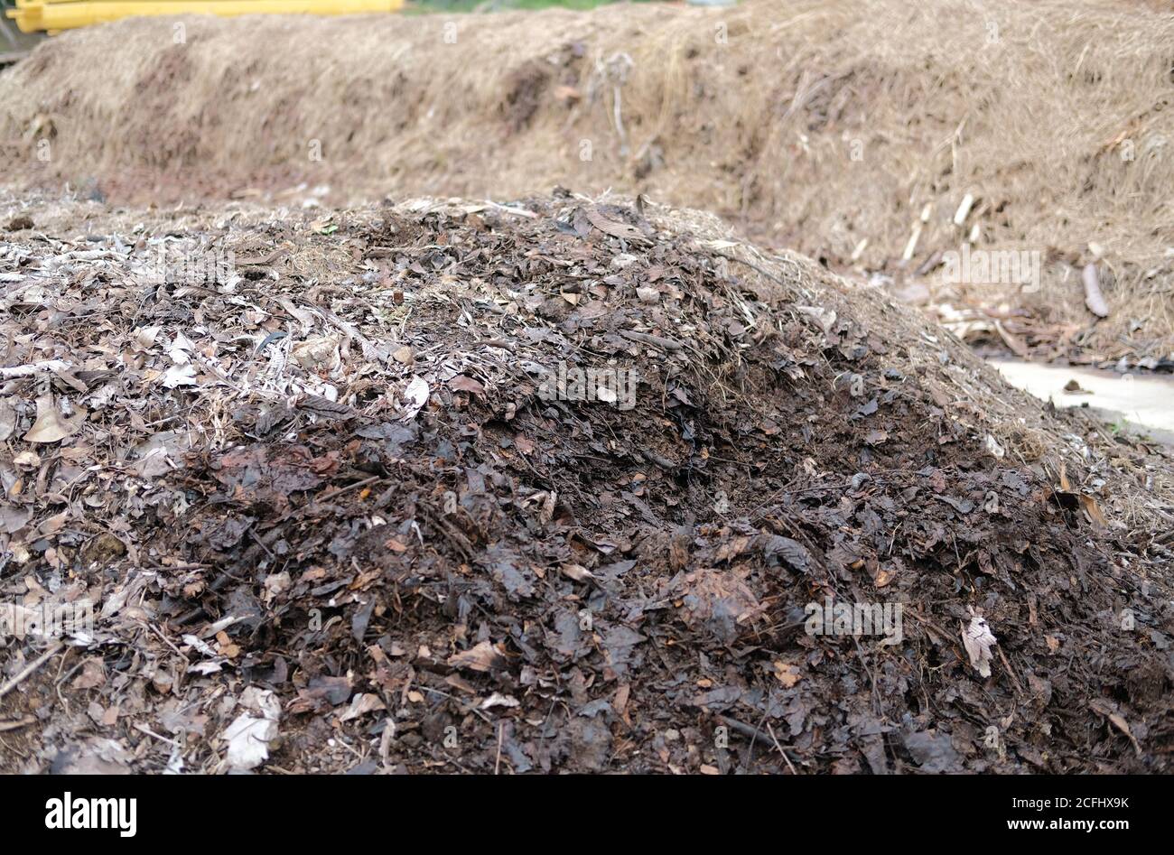 organic compost heap. fertilizer production for soil cultivation in ...