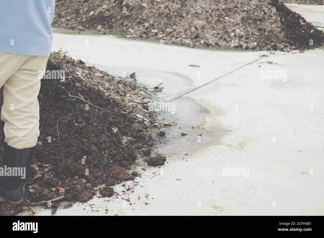 organic compost heap. fertilizer production for soil cultivation in ...