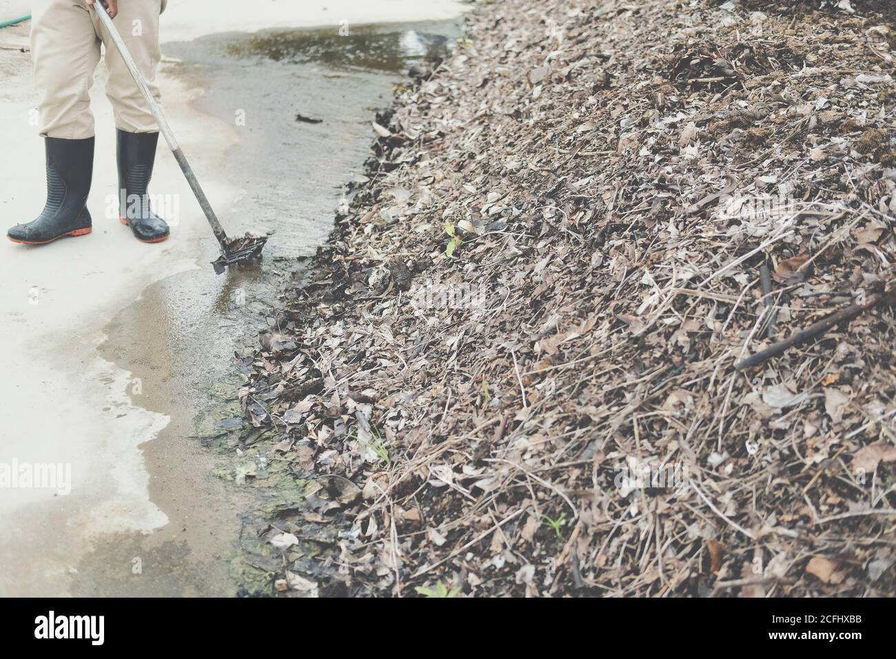 organic compost heap. fertilizer production for soil cultivation in ...