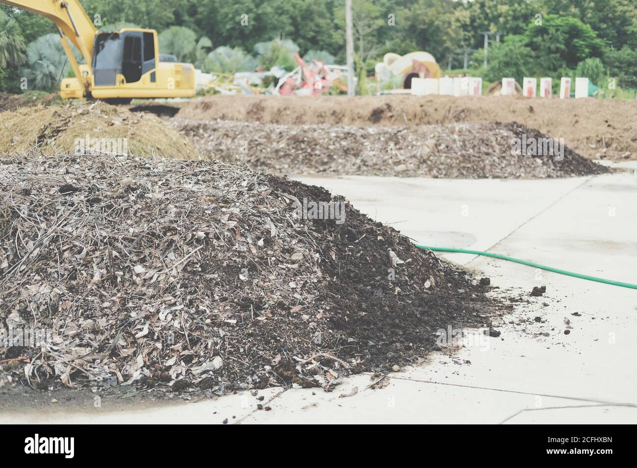 organic compost heap. fertilizer production for soil cultivation in ...