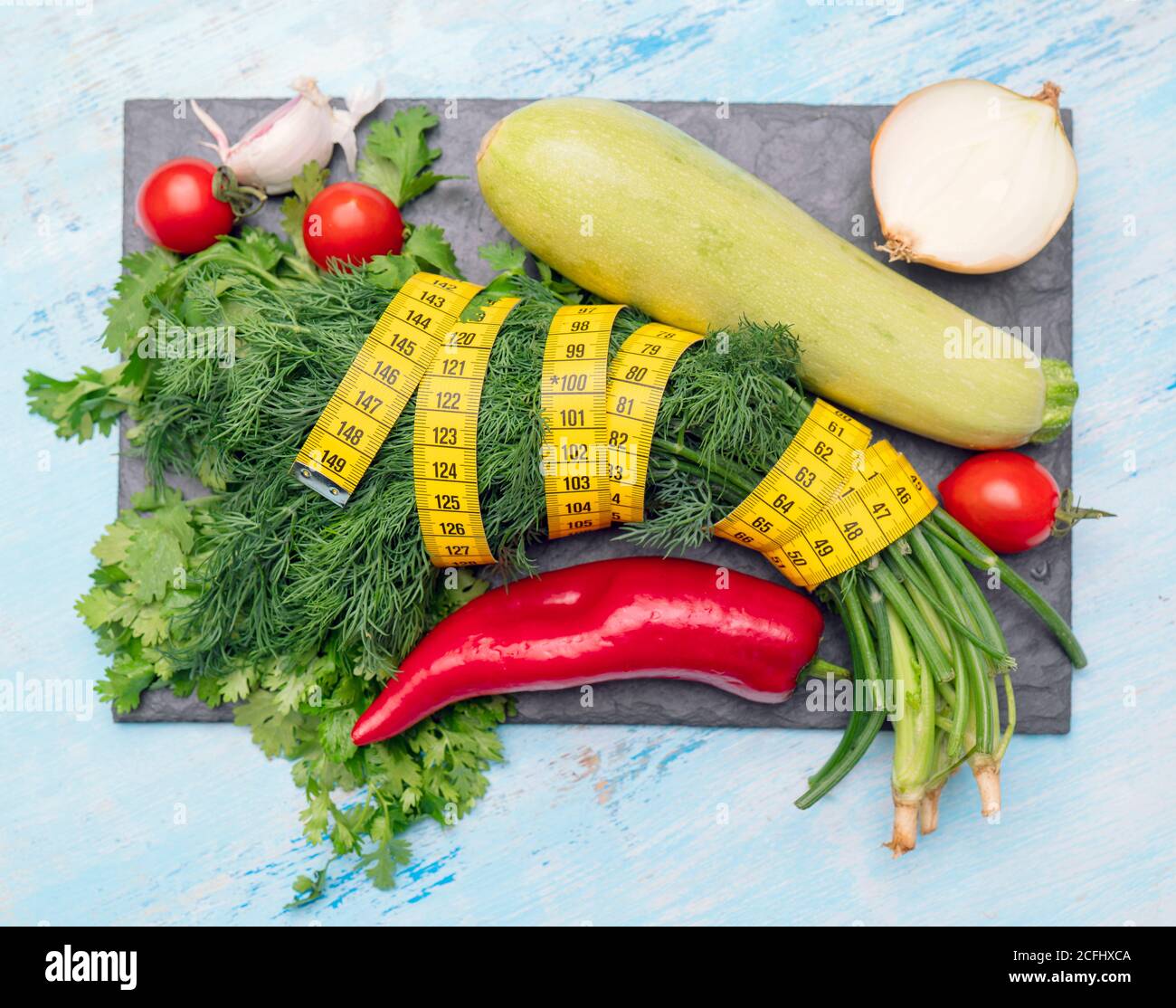 Measuring tape for measuring the circumference on vegetables Stock ...