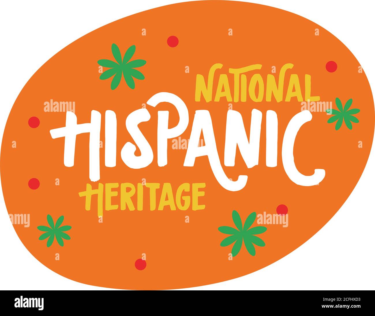 national hispanic heritage lettering with confetti in circle flat style ...
