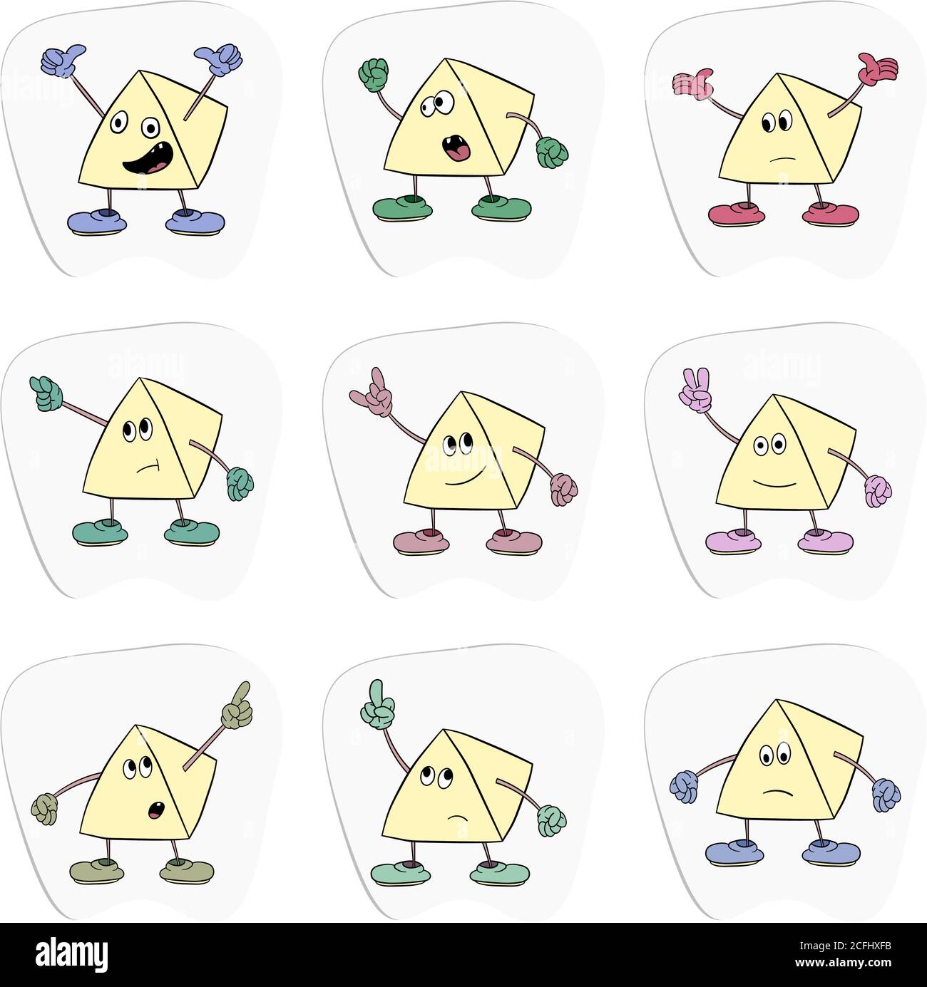 Set of stickers. Vector collection of funny cartoon pyramids Stock ...