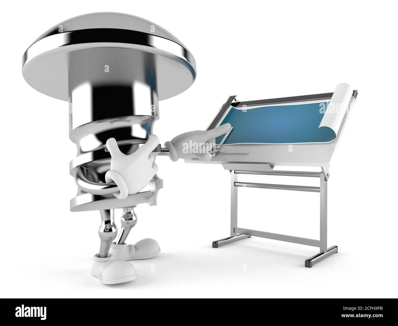 Bolt character with blueprint isolated on white background Stock Photo ...