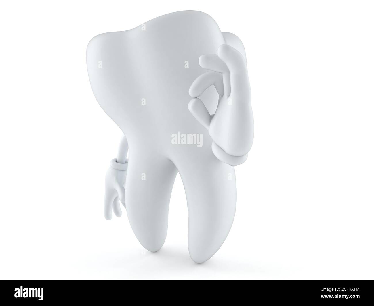 Tooth character with ok gesture isolated on white background Stock ...