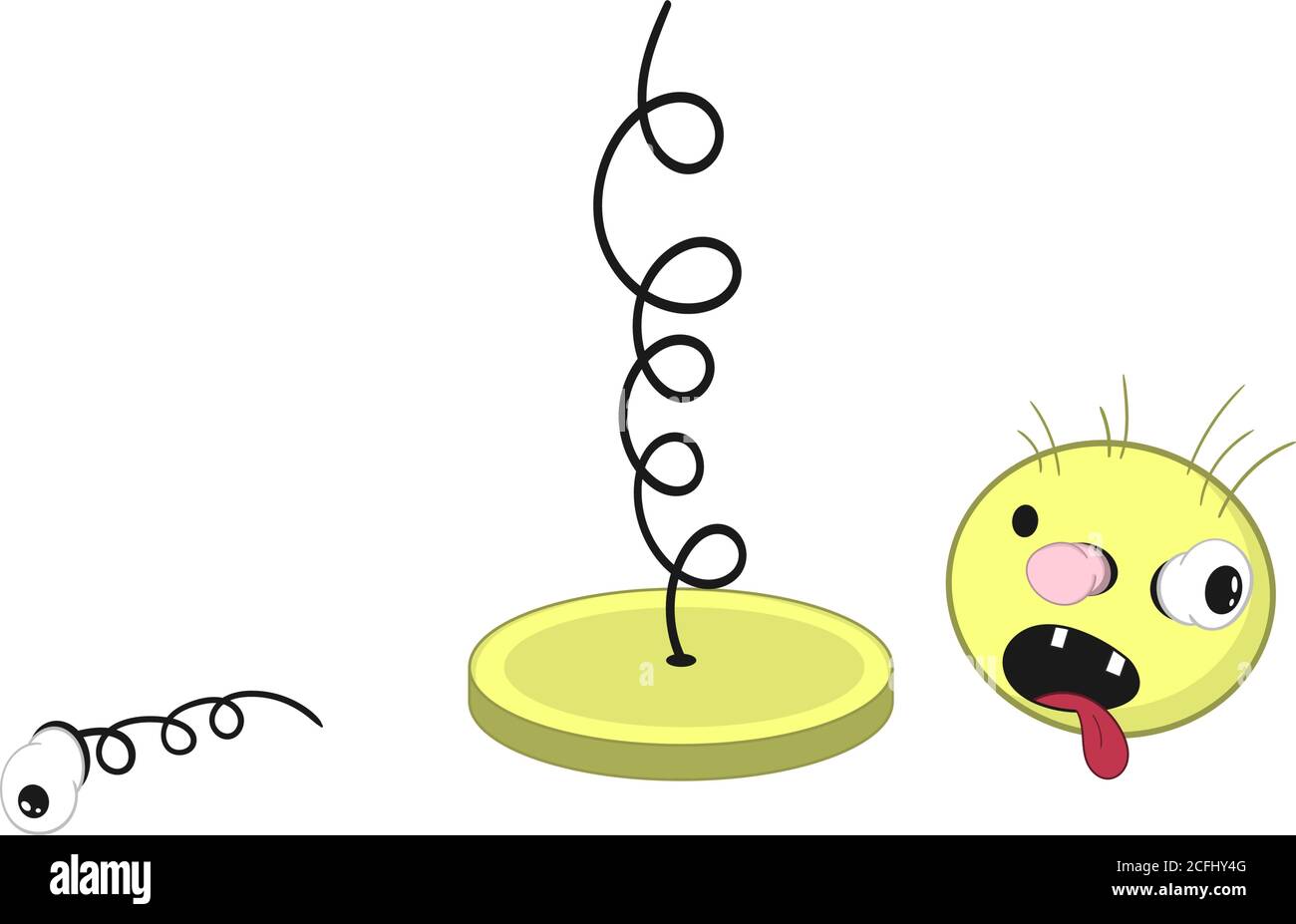 Fun cartoon spring - with head, eyes, ears and mouth fell apart Stock ...