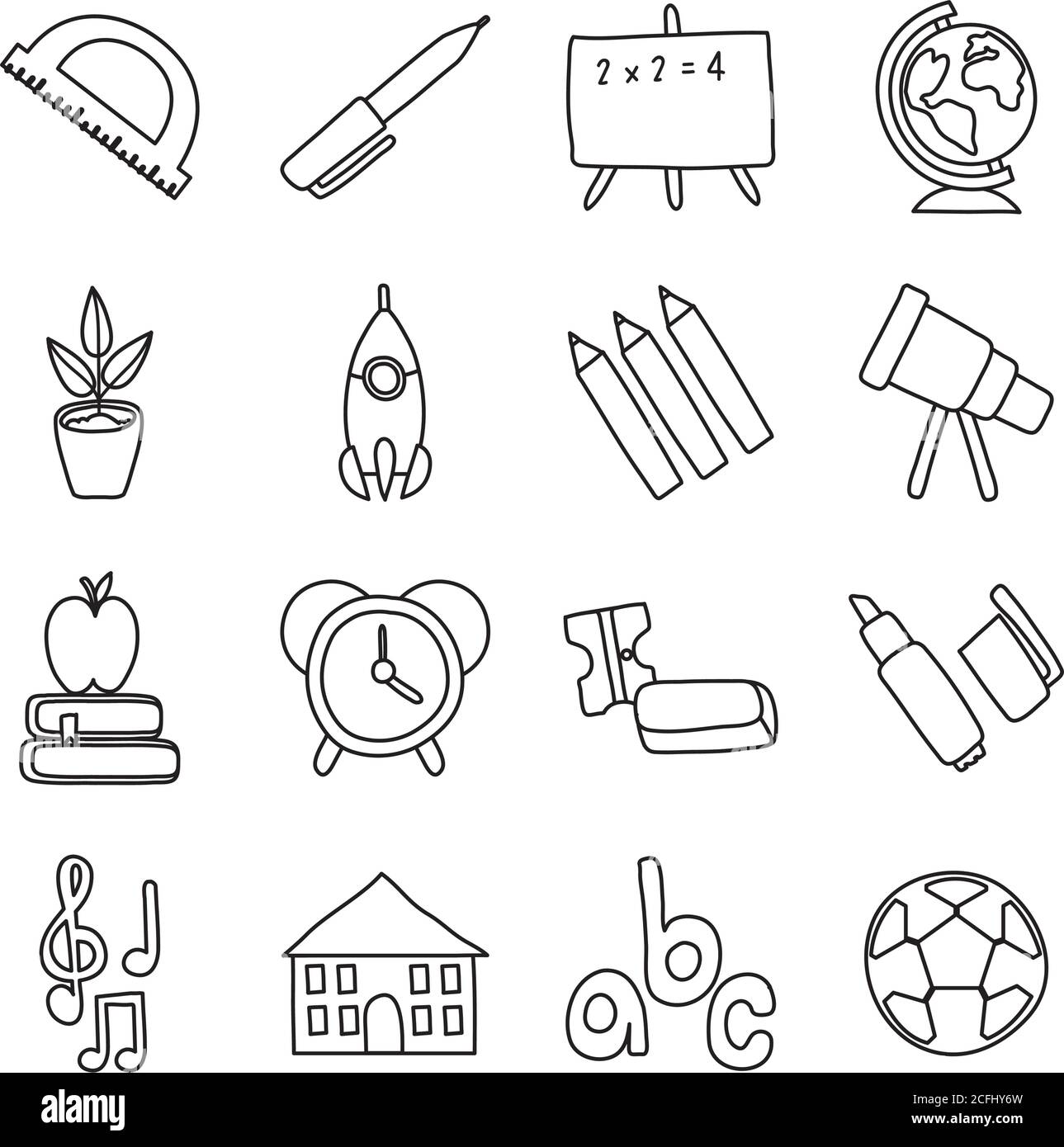 bundle of sixteen school supplies line style icons vector illustration ...