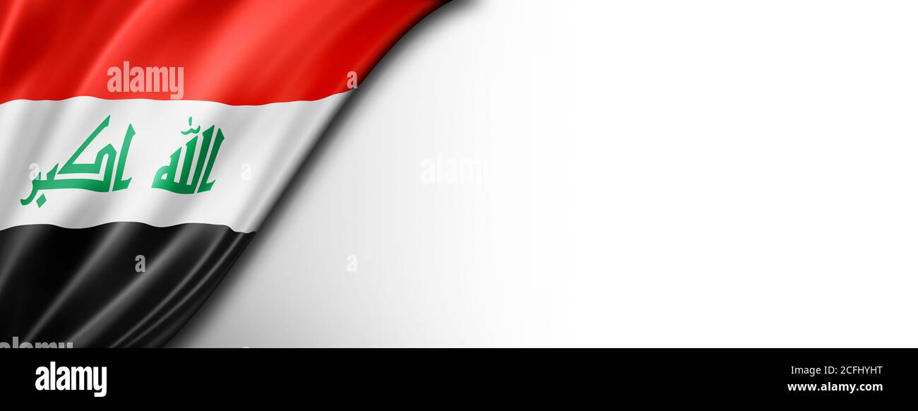 Iraq flag isolated on white. Horizontal panoramic banner Stock Photo ...