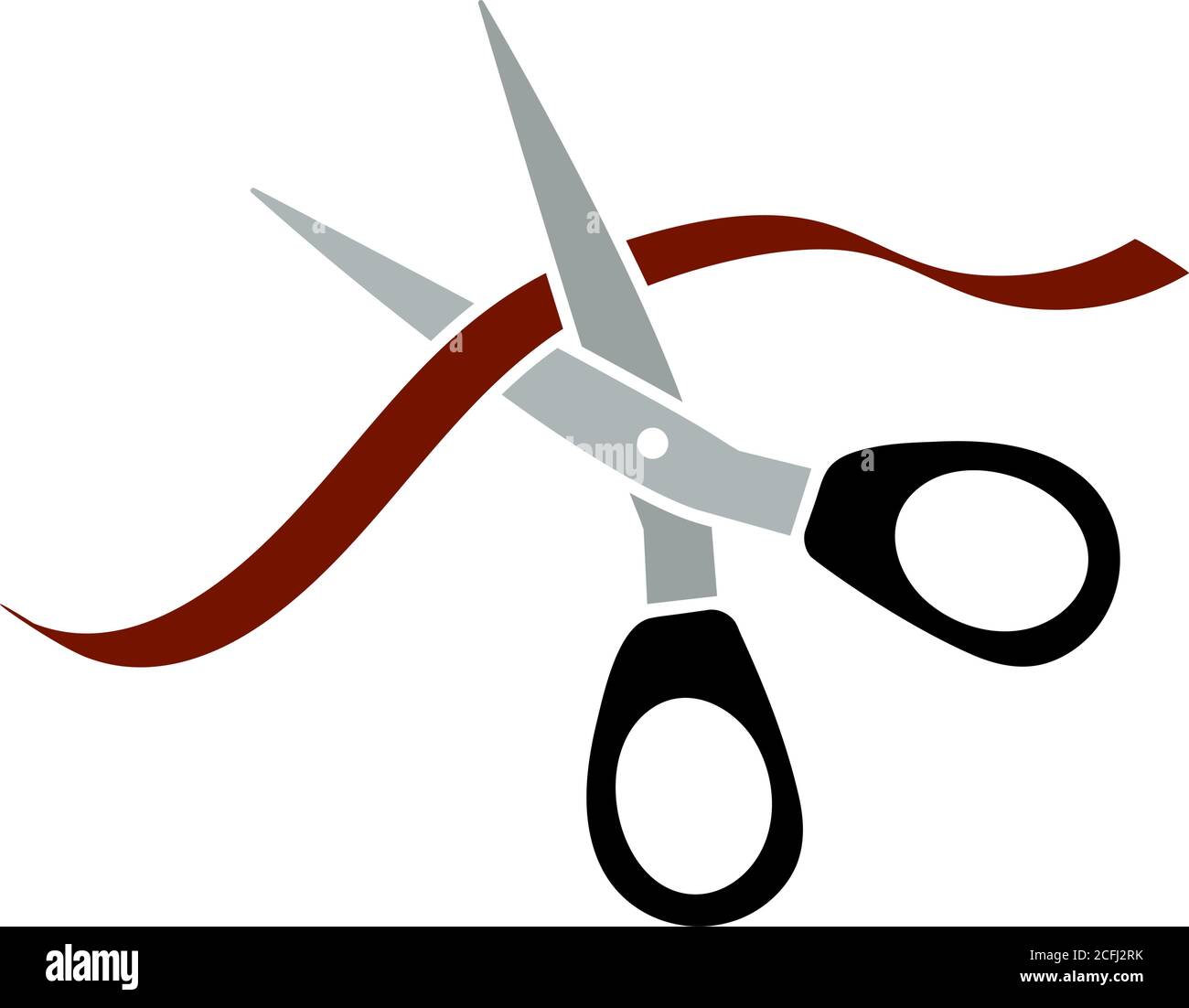 Ceremony Ribbon Cut. Flat Color Design. Vector Illustration Stock ...