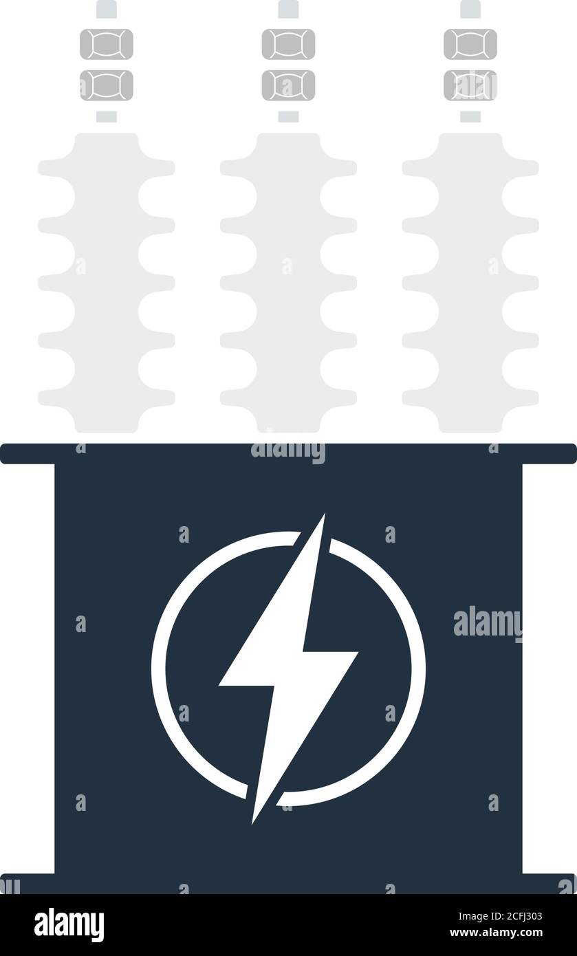 Electric Transformer Icon. Flat Color Design. Vector Illustration Stock ...