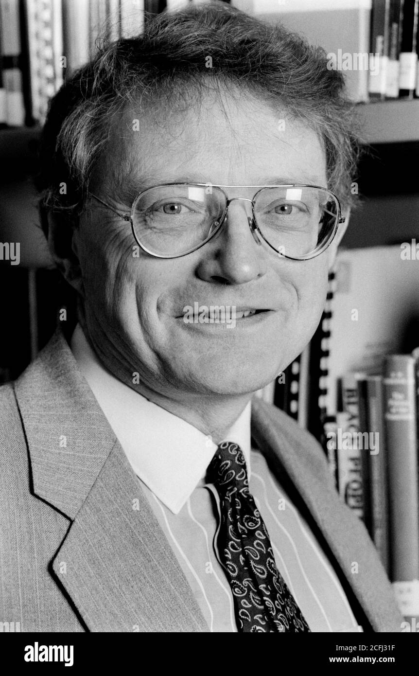 Robin Richardson at the Runnymede Trust, Princelet Street, London, E1. 12 February 1991. Photo ...