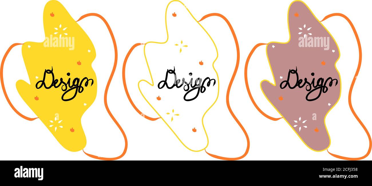 Set of hand drawing vector banner for design. Flat color shapes with ...