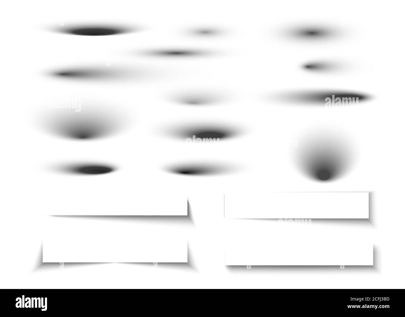 Shadow set on white background. Oval shadows and round shades with soft ...
