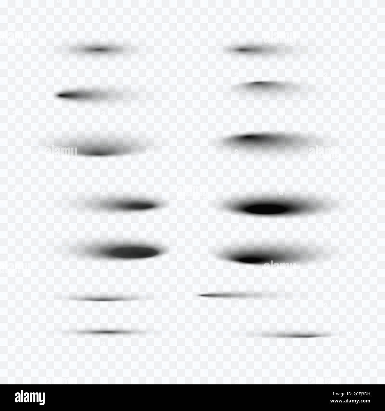 Circle shadow set. Oval shadows and round shades with soft edges ...