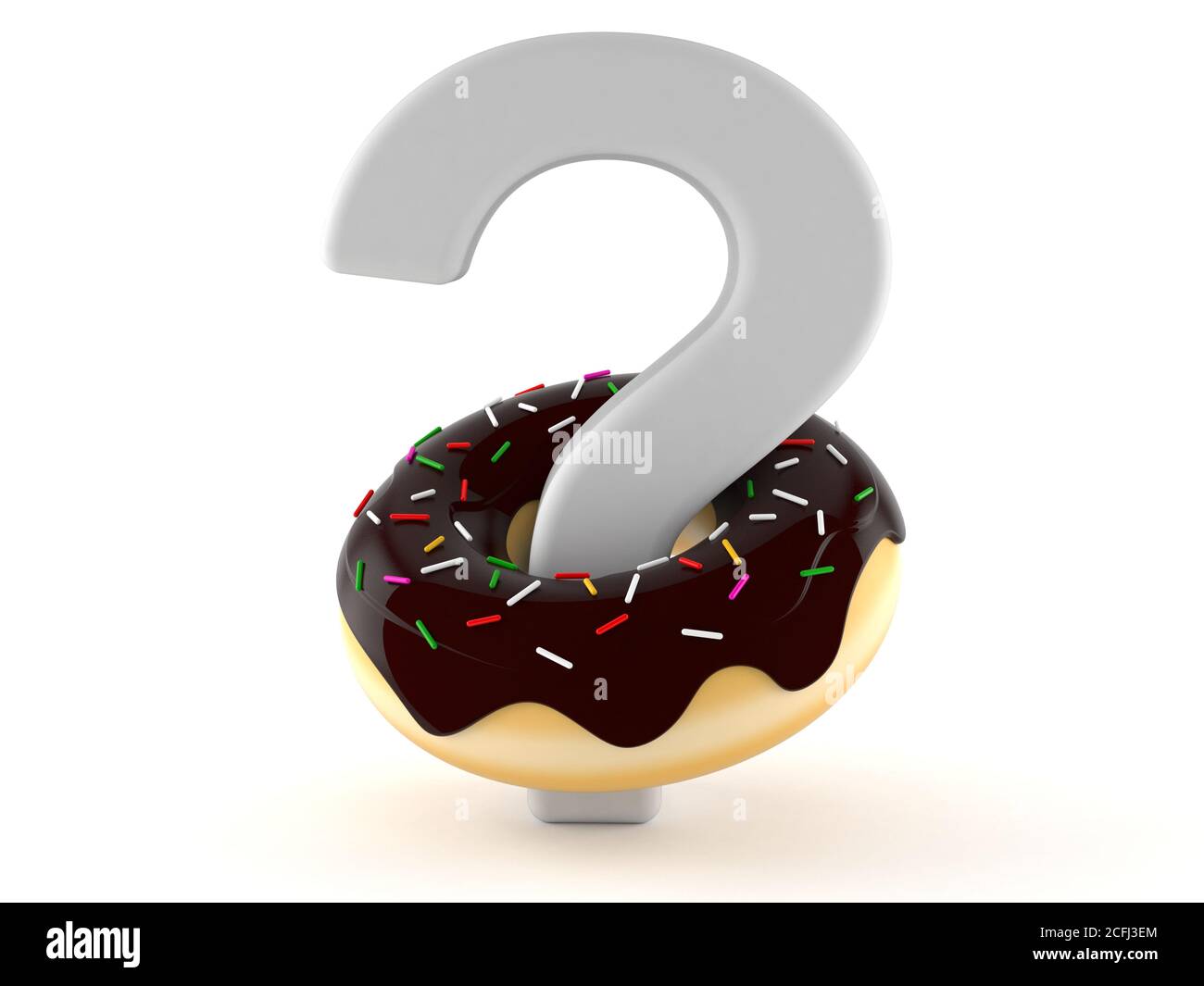 Question mark with donut isolated on white background Stock Photo - Alamy