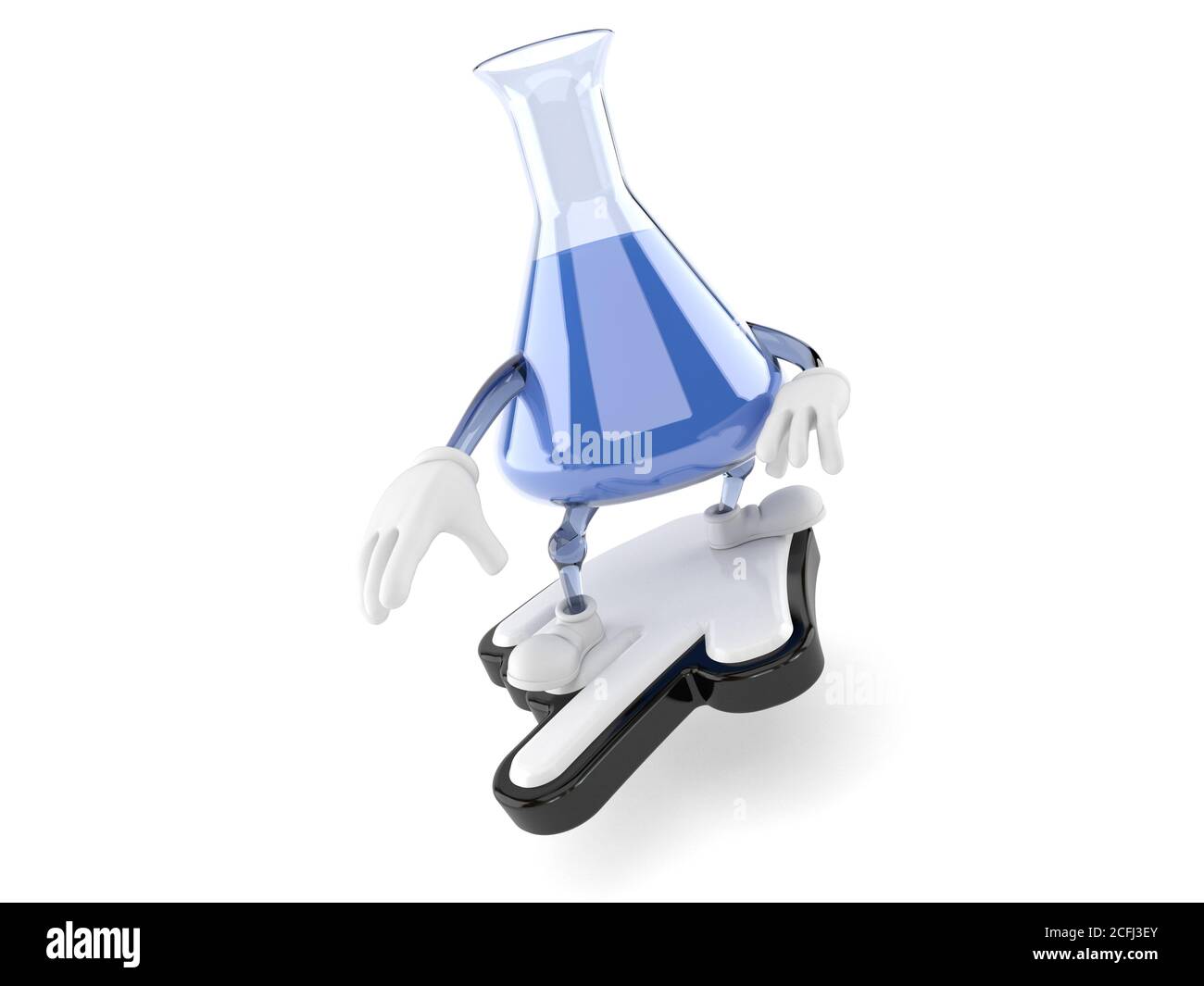 Chemistry flask character with cursor isolated on white background ...