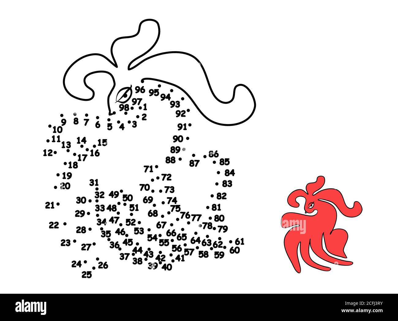 Firebird. Dot to dot game education. Hand draw cute illustration ...