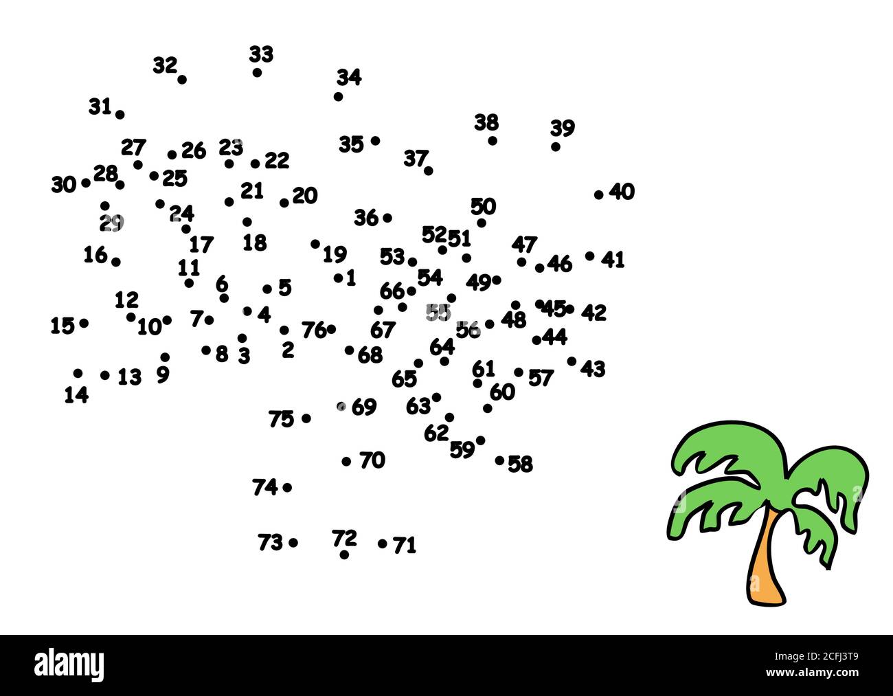 Palm tree. Dot to dot game education. Hand draw cute illustration ...