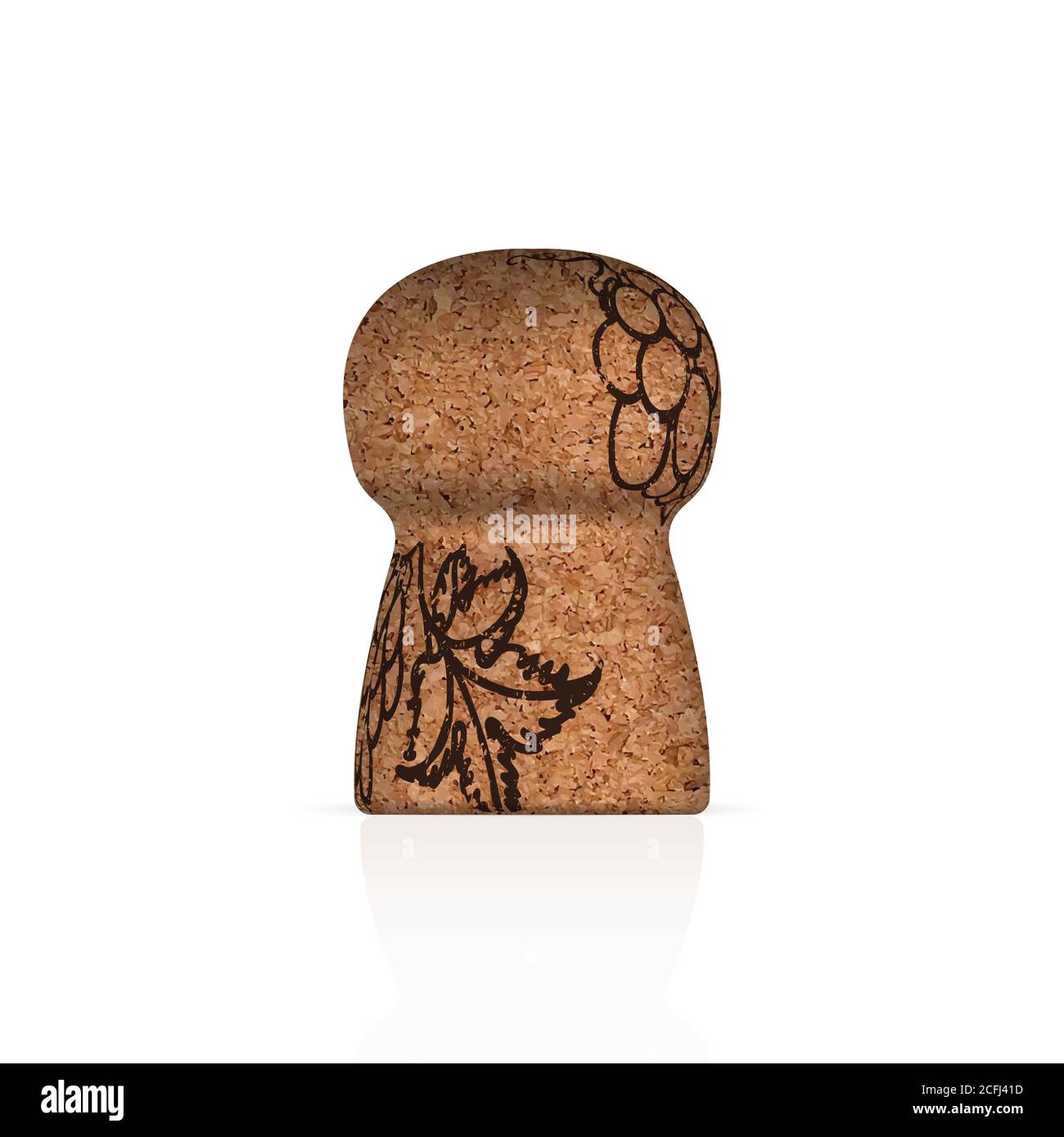 Photorealistic champagne cork isolated on a white background. Front ...